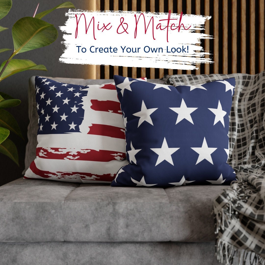 USA Throw Pillow Cover Pillow Case, USA Holiday Decorative Throw ...