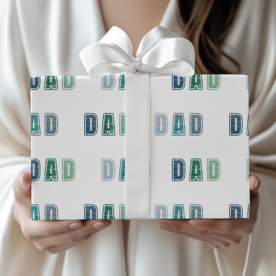 Dad Gift Wrap Paper, Blue Dad Wrapping Paper, Green Dad Gift-wrap Roll ...