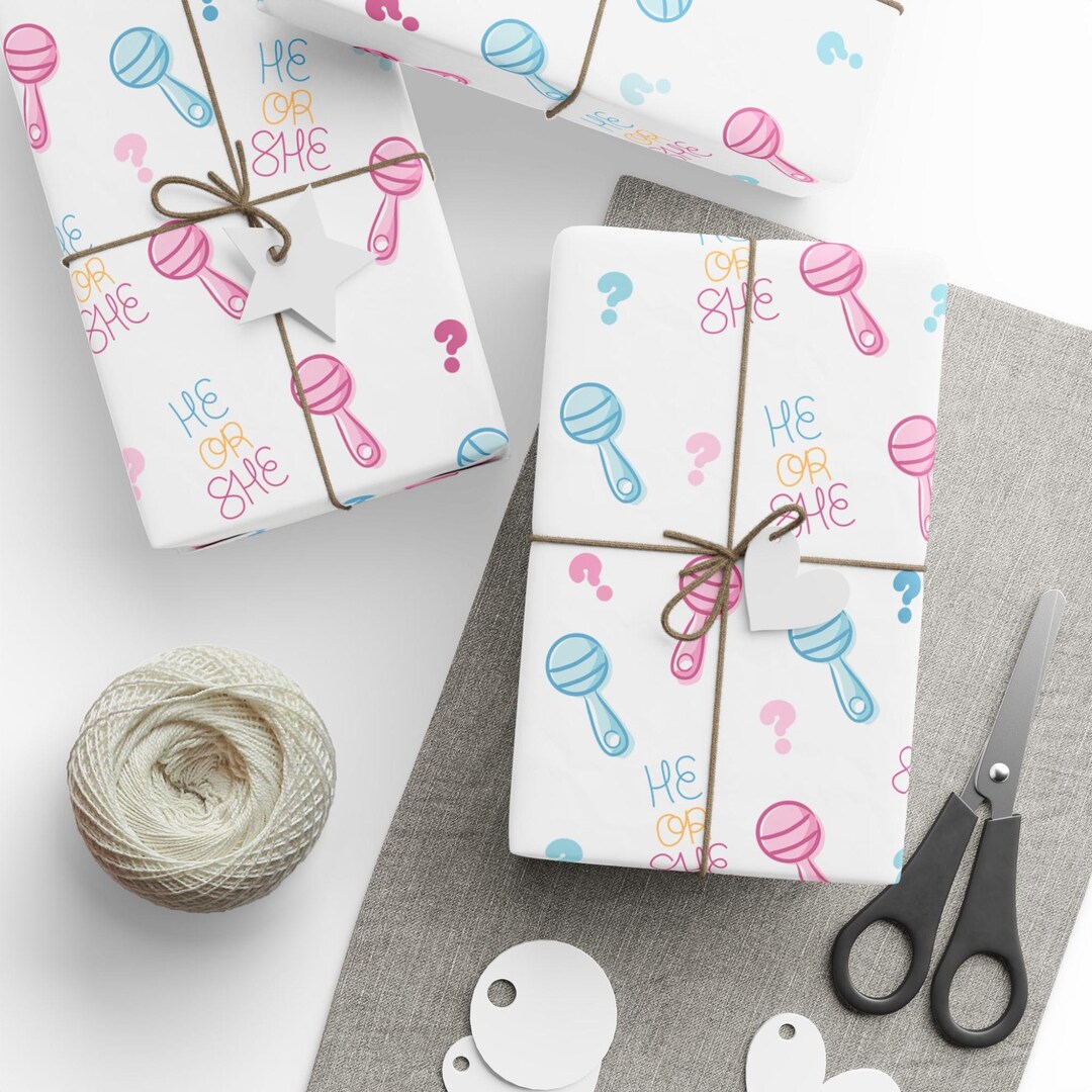 Gender Reveal Gift Wrap, Baby Shower Gift, Surprise Baby Shower Wrap ...