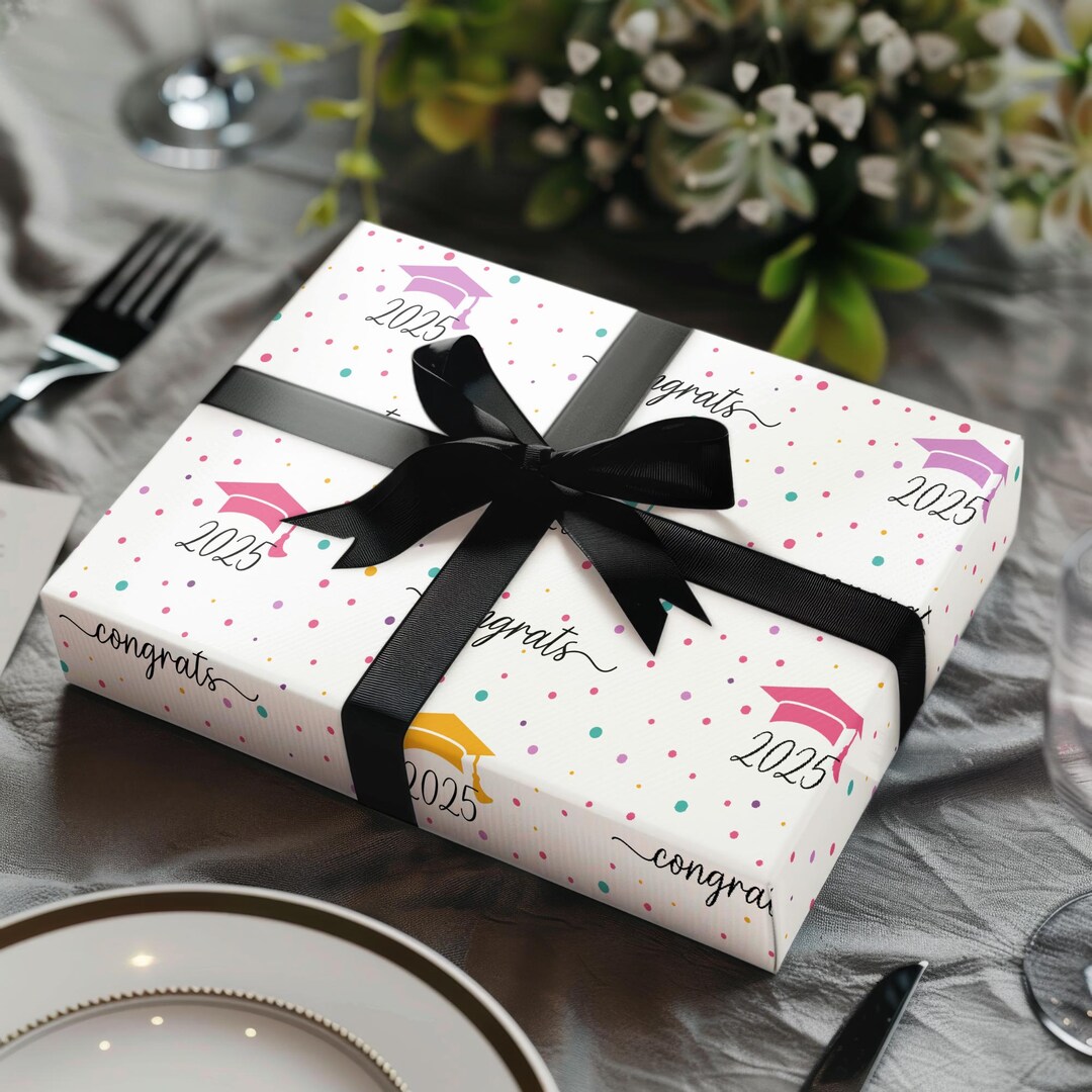 2025 Graduation Cap Gift Wrap Paper, High School Graduate Gift ...