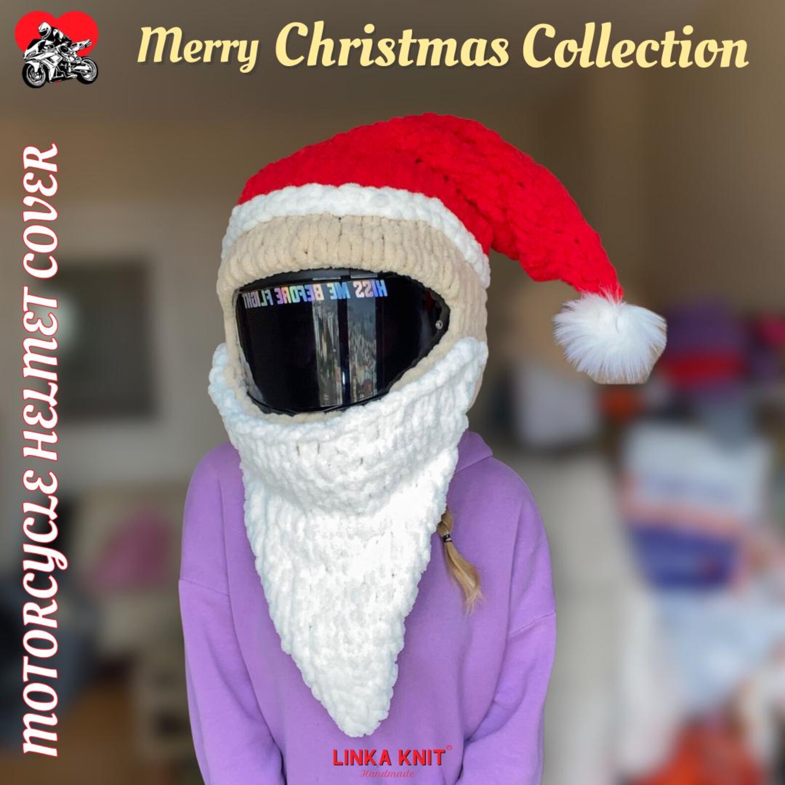 Handmade Santa Claus Motorcycle Helmet Cover,motorcycle Helmet ...