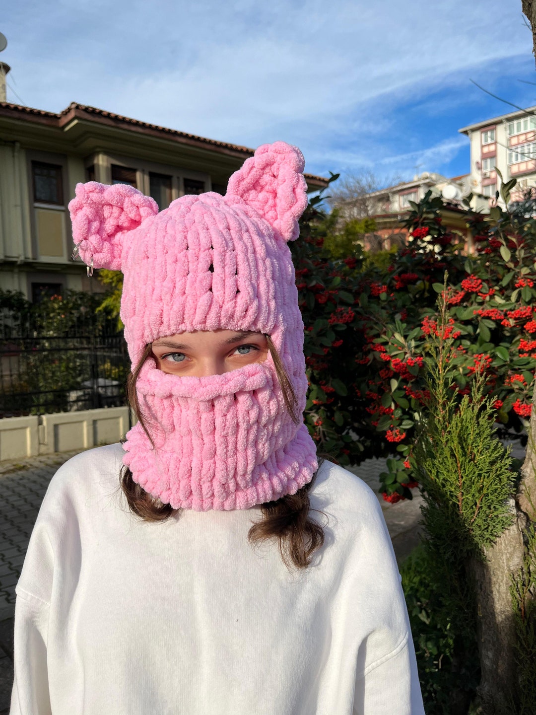 Cat Balaclava Hat Handmade Balaclava, Cat Ear Balaclava, Cat Balaclava ...