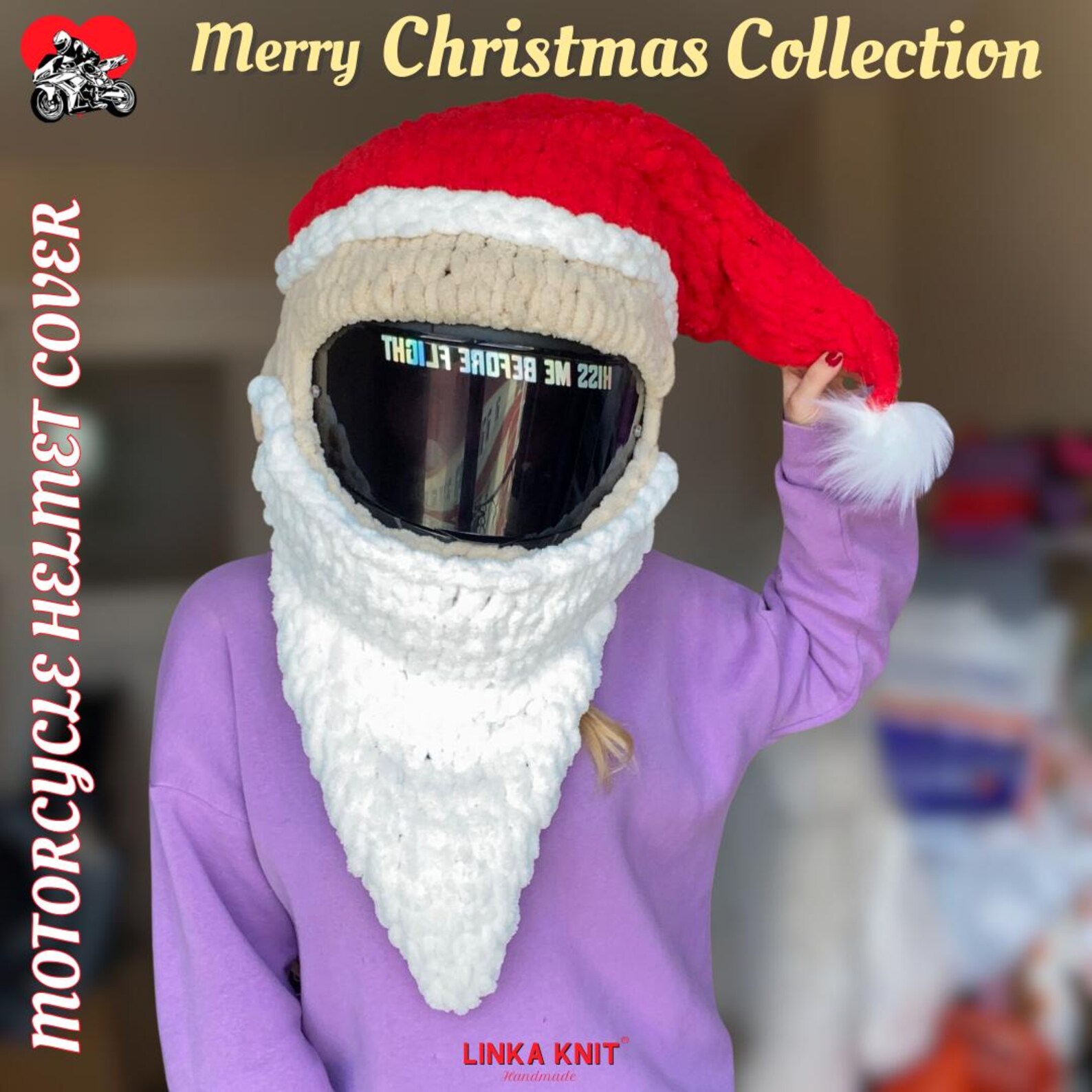 Handmade Santa Claus Motorcycle Helmet Cover,motorcycle Helmet ...