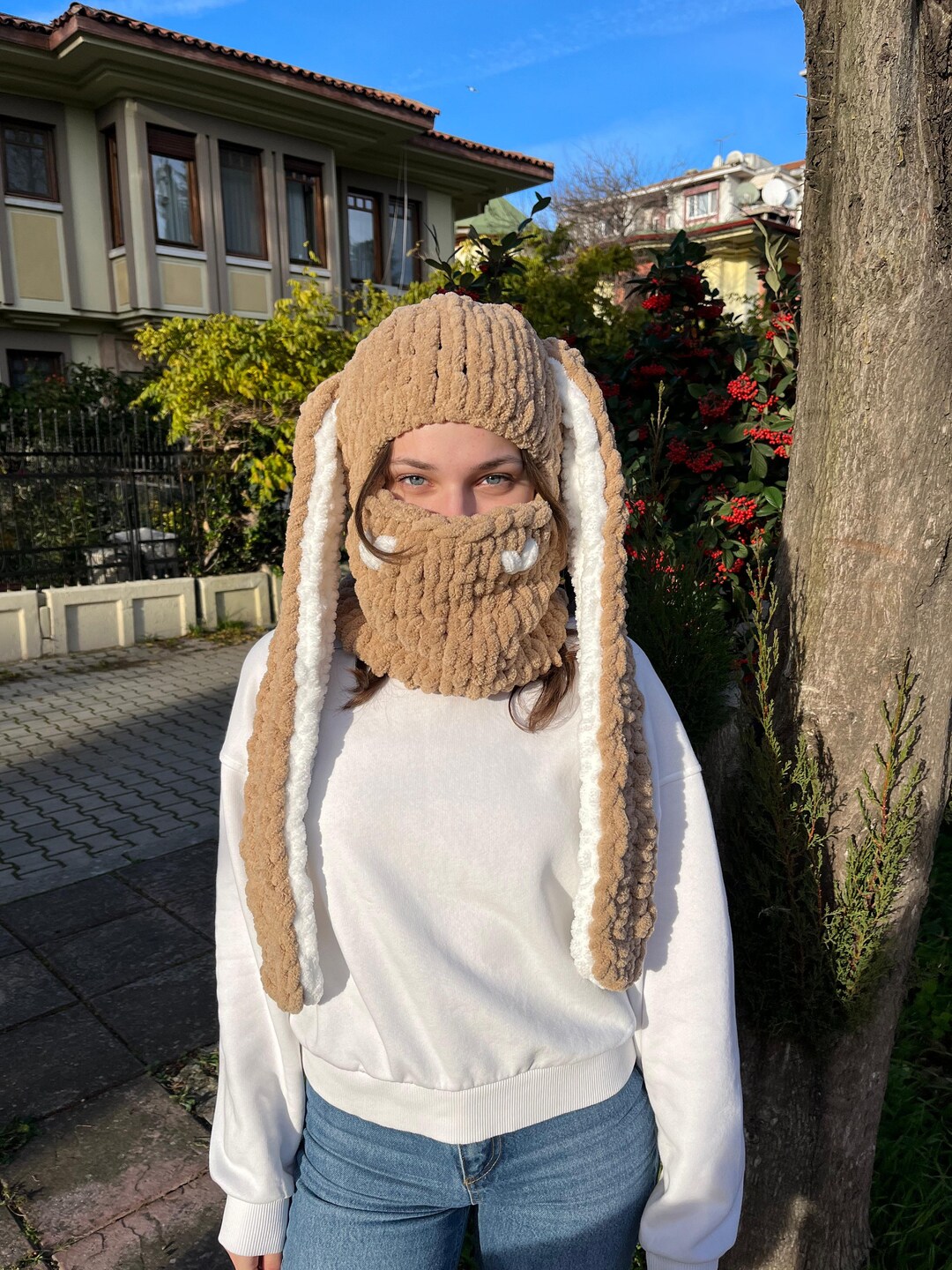 Long Ear Bunny Balaclava,big Bunny Ski Mask,bunny Ears Balaclava,daily ...