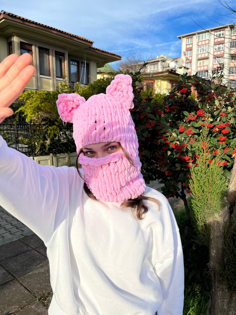 Cat Balaclava Hat Handmade Balaclava, Cat Ear Balaclava, Cat Balaclava ...