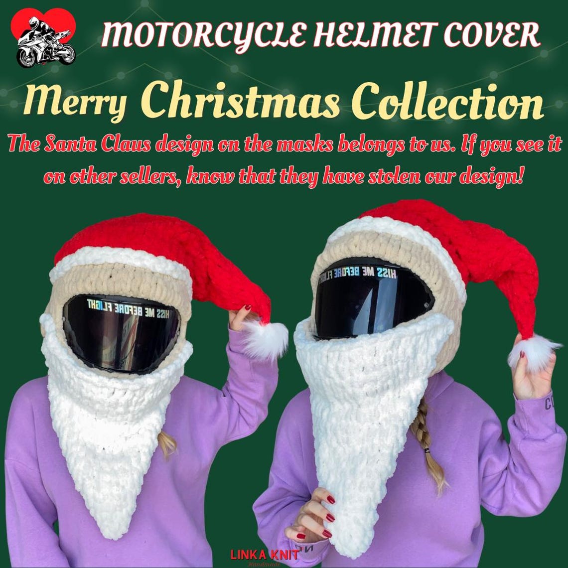 Handmade Santa Claus Motorcycle Helmet Cover,motorcycle Helmet ...