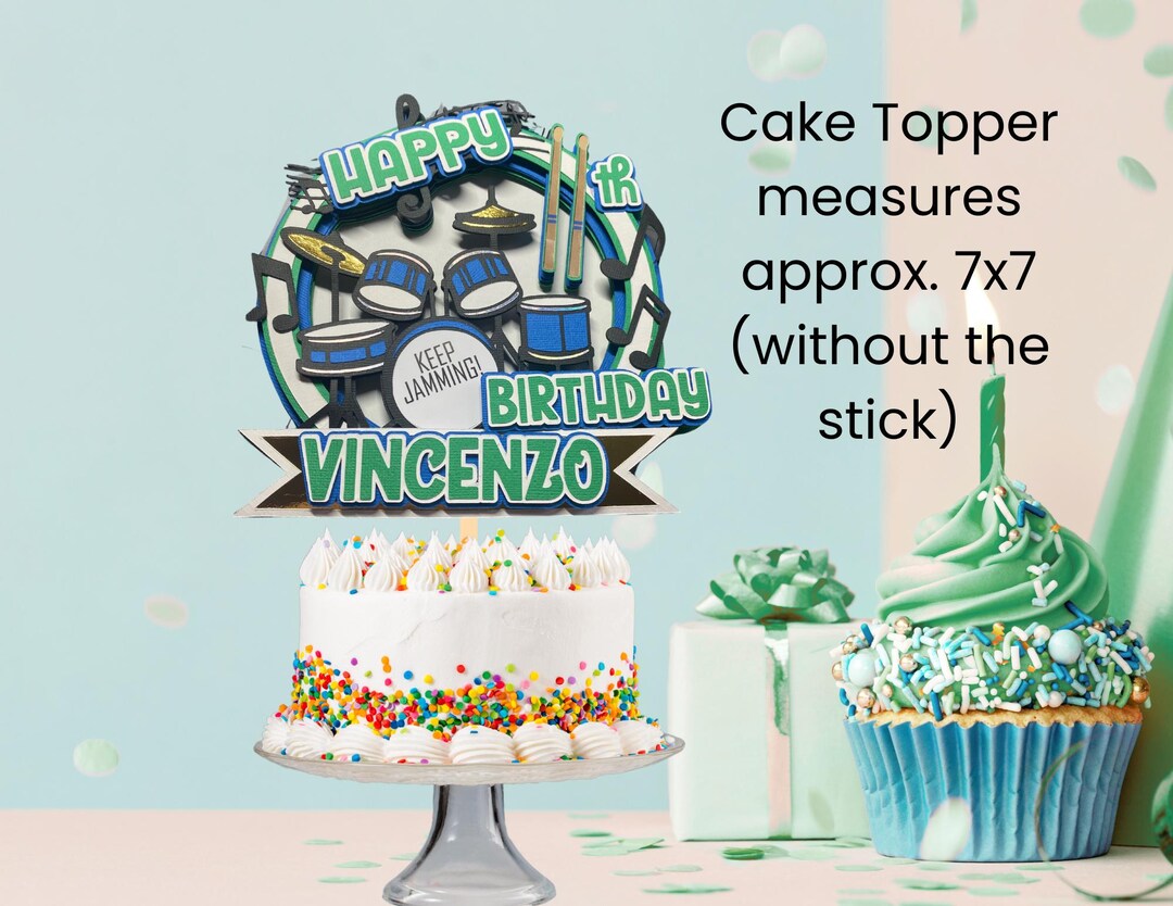 Drum Cake Topper - Music Birthday Party - Total Customizable Cake ...