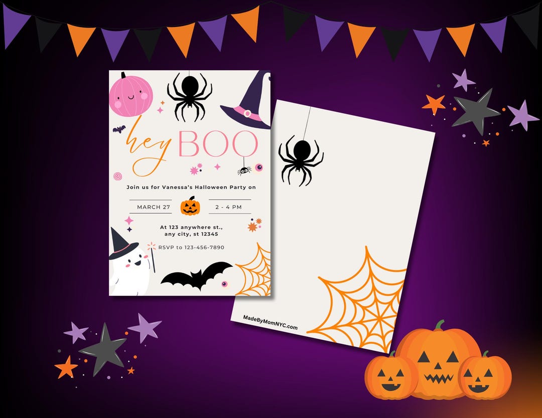 Editable Boo Halloween Party Invitation - Halloween Birthday - Digital ...