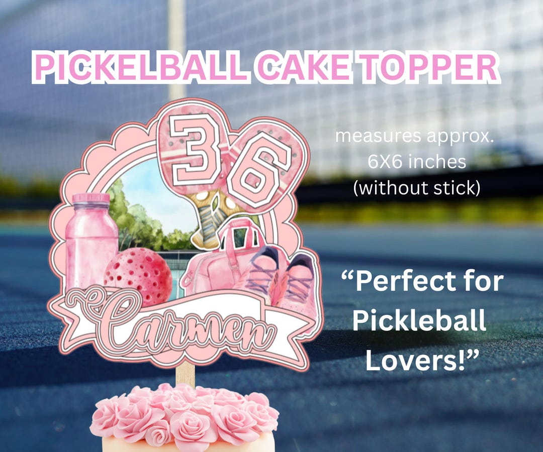 Pastel Pink Pickleball Cake Topper: Custom Birthday, Retirement Party ...