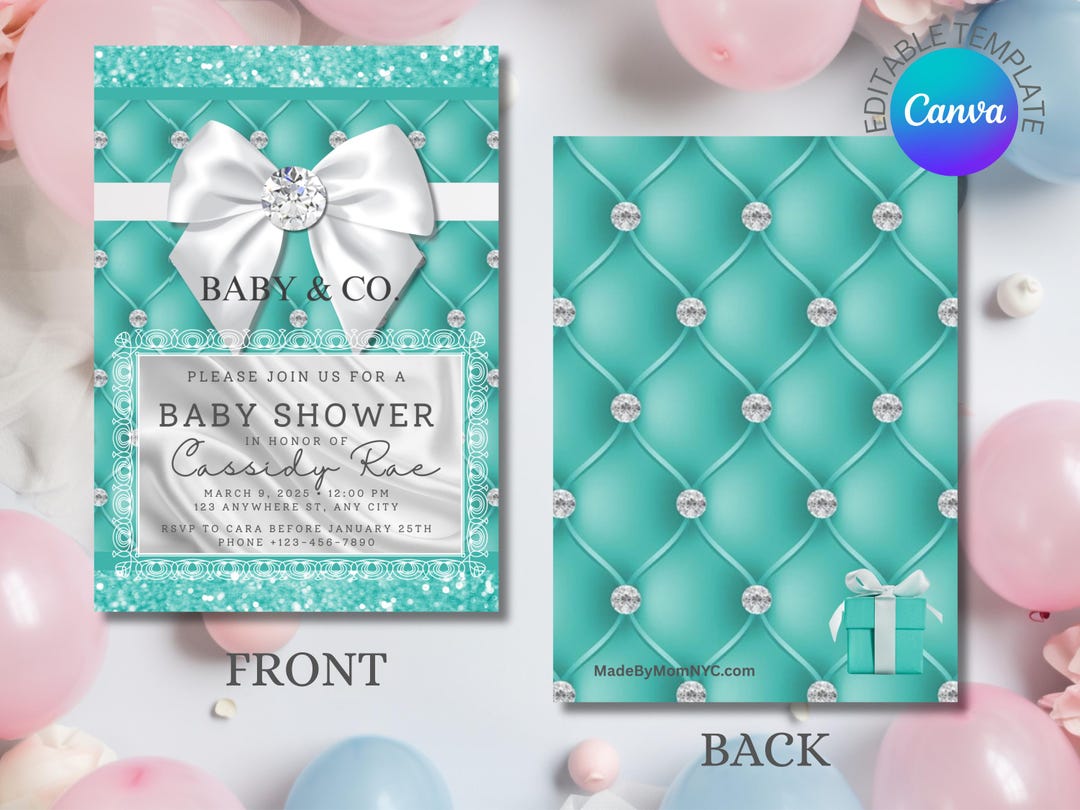 Baby Shower Editable Template - Teal and White - Baby & Co. - Etsy