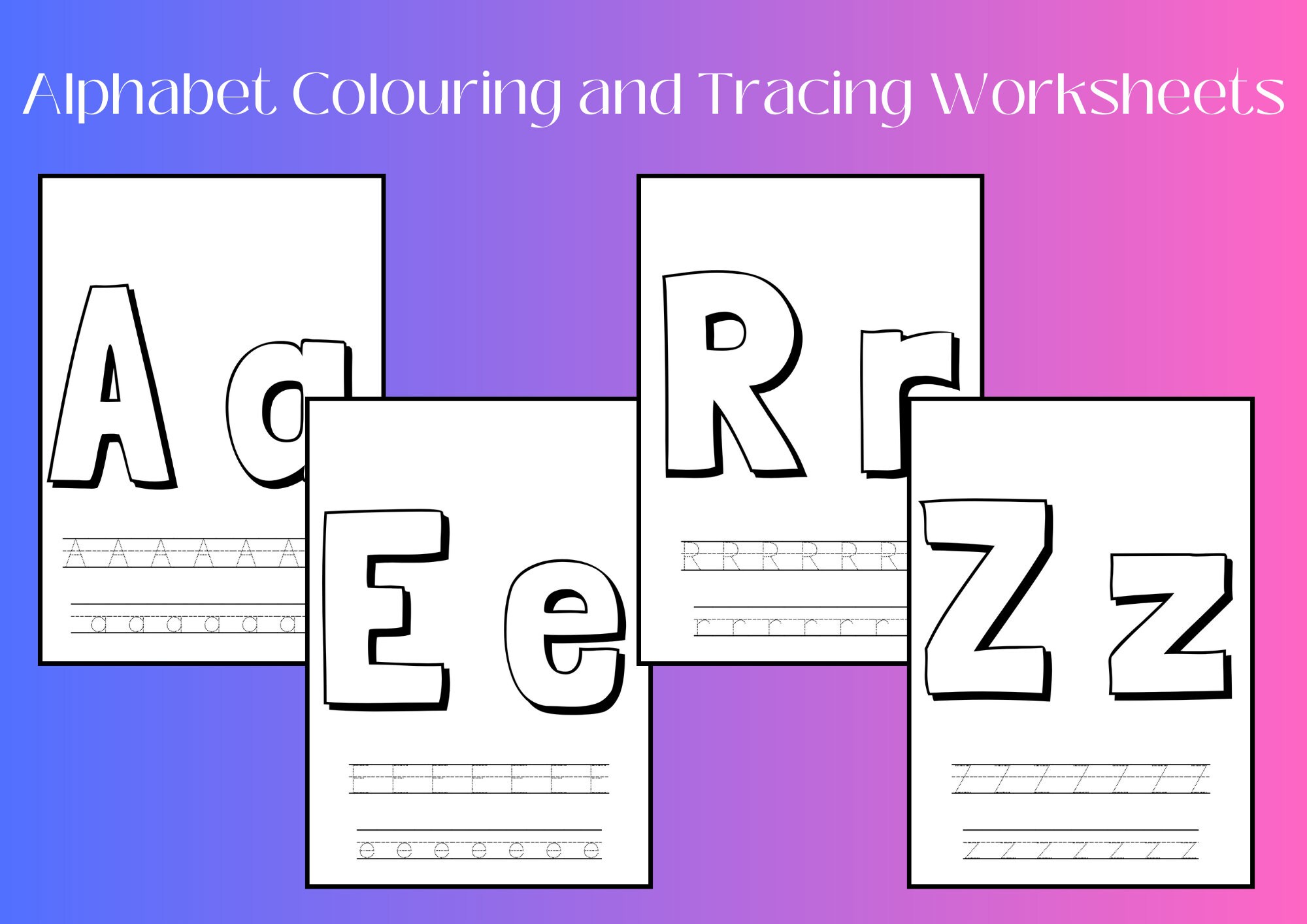 Alphabet Colour and Trace Worksheets - Etsy