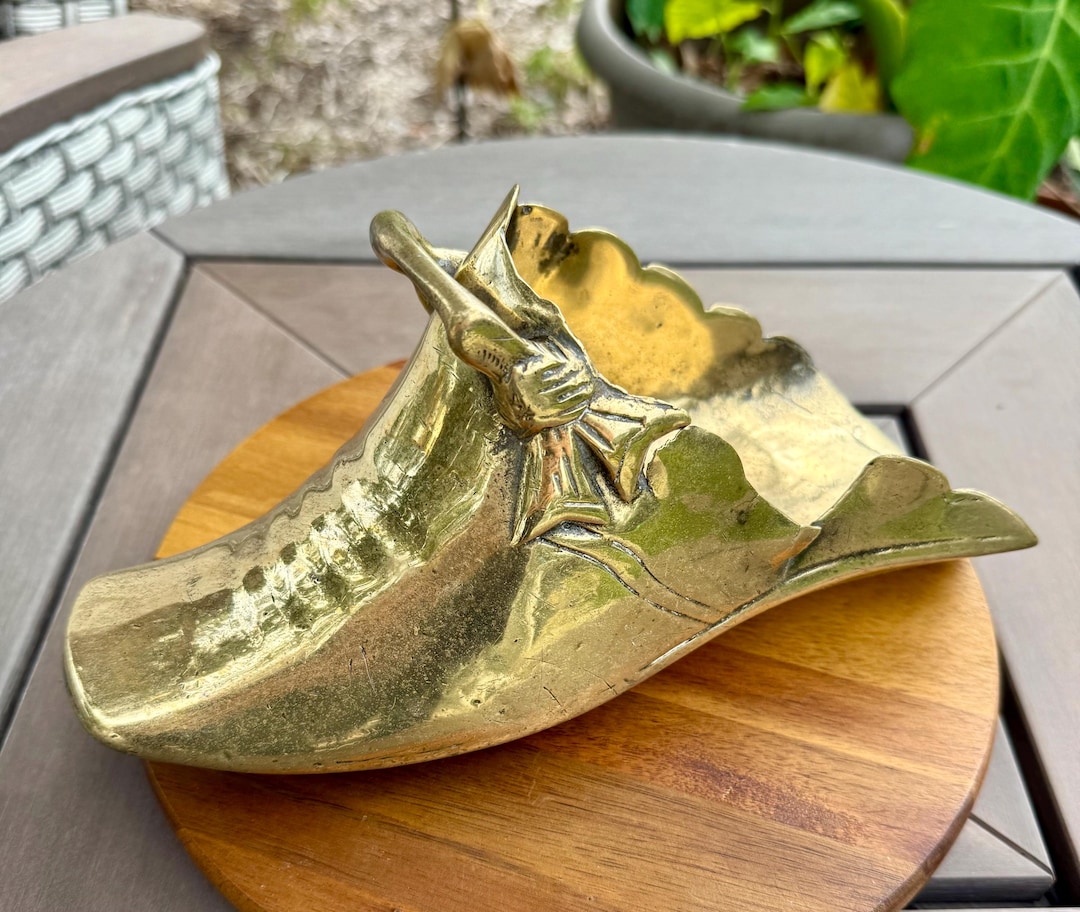 Vintage Spanish Brass Conquistador Stirrup/ Shoe, Wall Pocket or Table ...