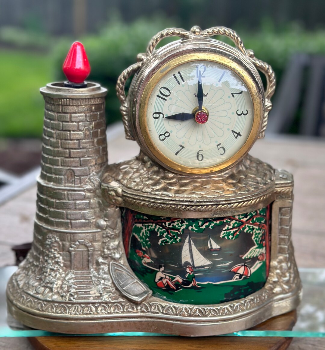 Vintage United 10” Clock Model #290 Lighthouse Sailboat Motion Lamp ...