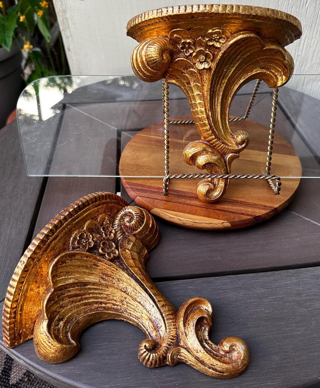 Vintage Pair of Multi Products Inc Copyright 1949 Gold Ornate Hollywood ...