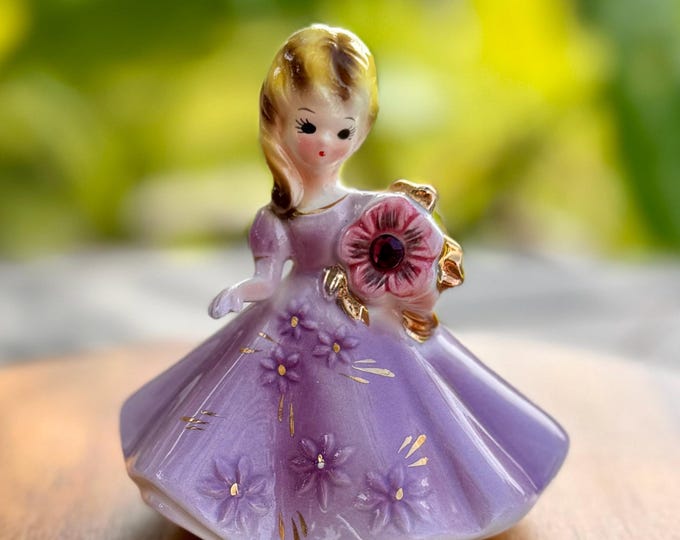 Vintage Josef Originals Birthstone Doll Figurine, February Amethyst ...