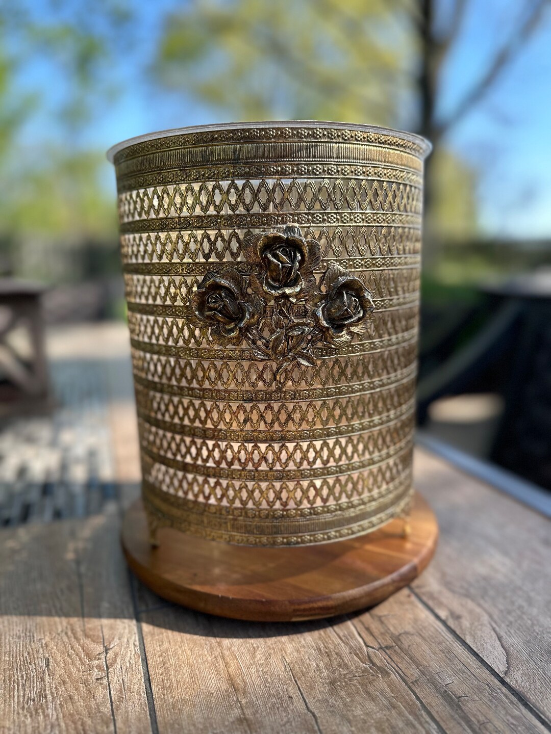 Vintage Stylebuilt Ormolu Round Waste Basket W/original Plastic Insert ...