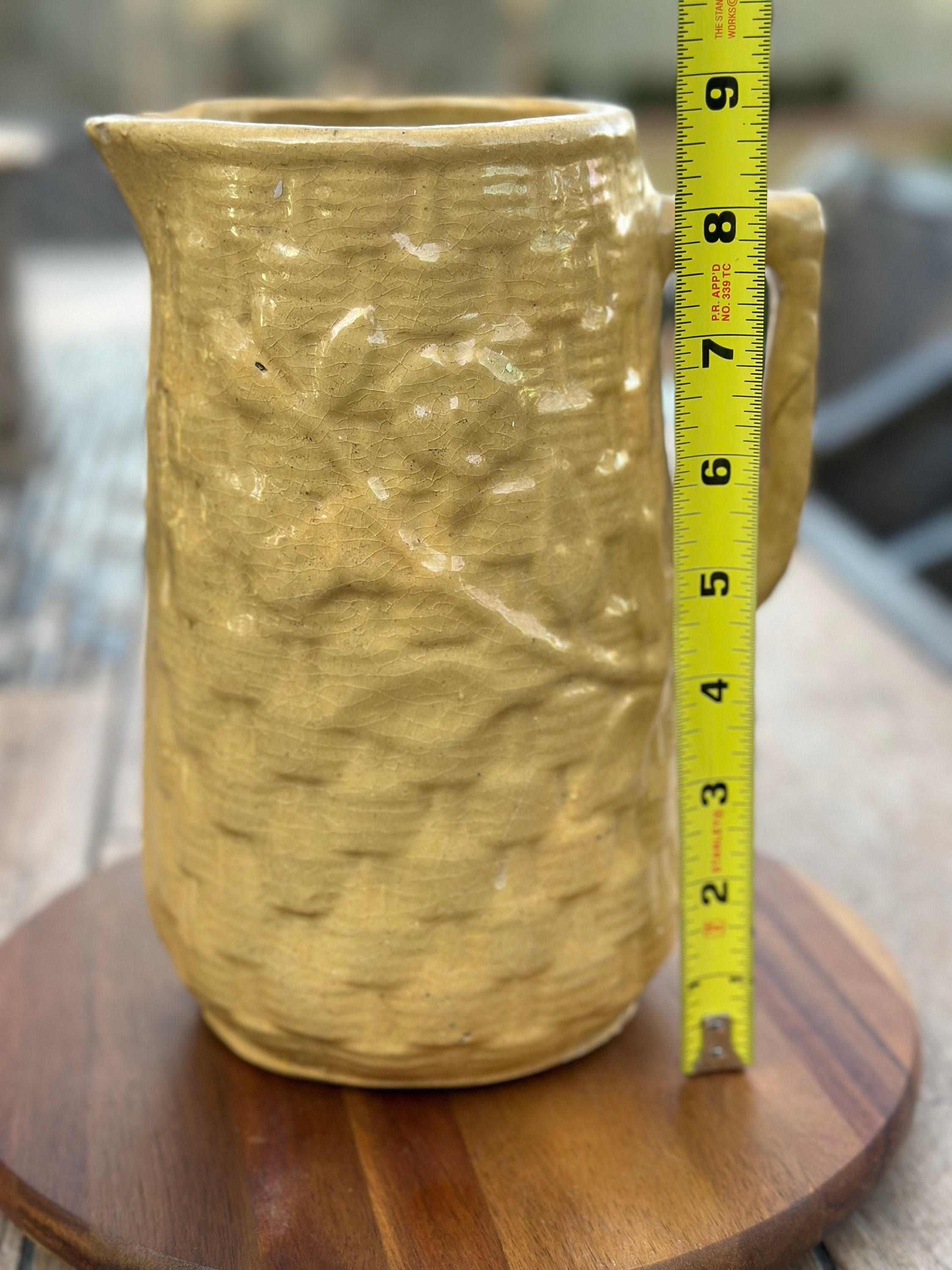 Antique Yellow Ware basketweave and Morning Glory - Etsy