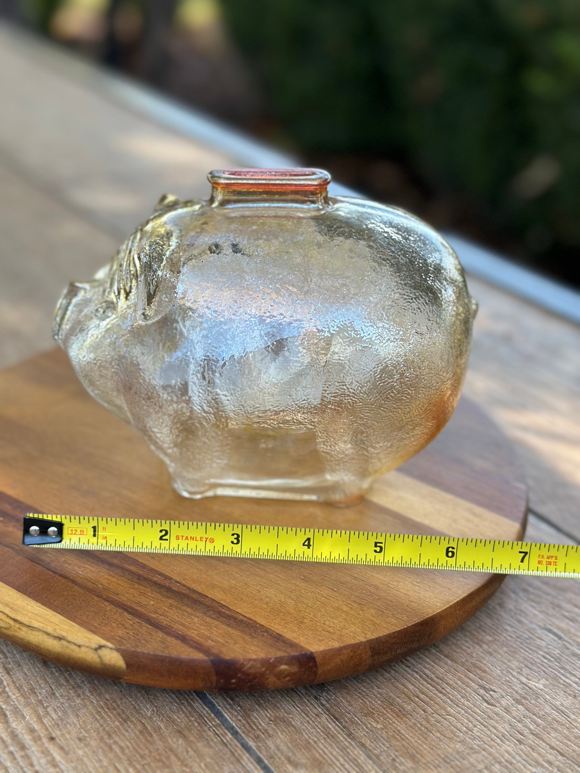 Vintage Anchor Hocking Glass Piggy Banks, Two Sizes and Advertising ...