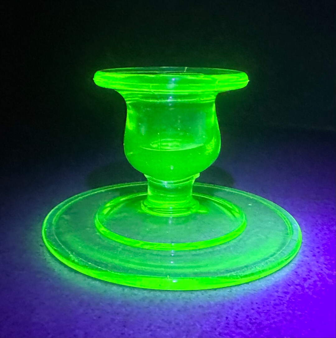 Vintage Uranium Vaseline Pressed Depression Glass Candle - Etsy