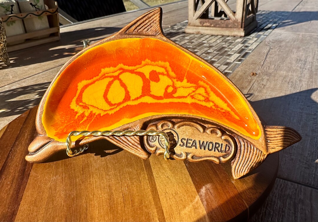 Vintage Treasure Craft Made in USA Sea World Orange and Yellow Pottery ...