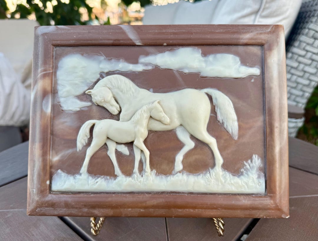 Vintage Dante Mare and Colt American Walnut Jewelry Box With Carved ...