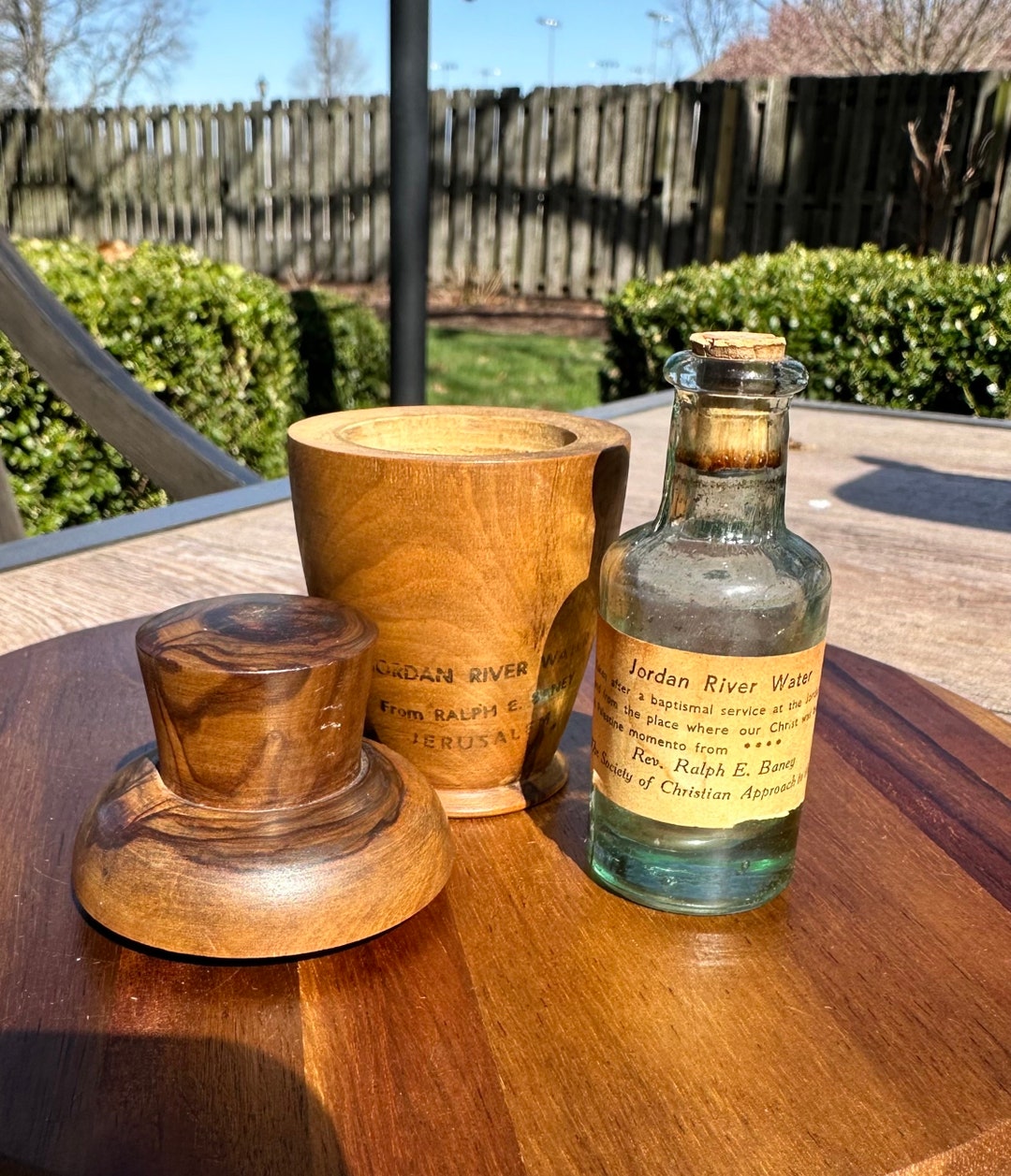 Vintage Wooden Case/container With Glass Bottle Labeled Jordan River ...