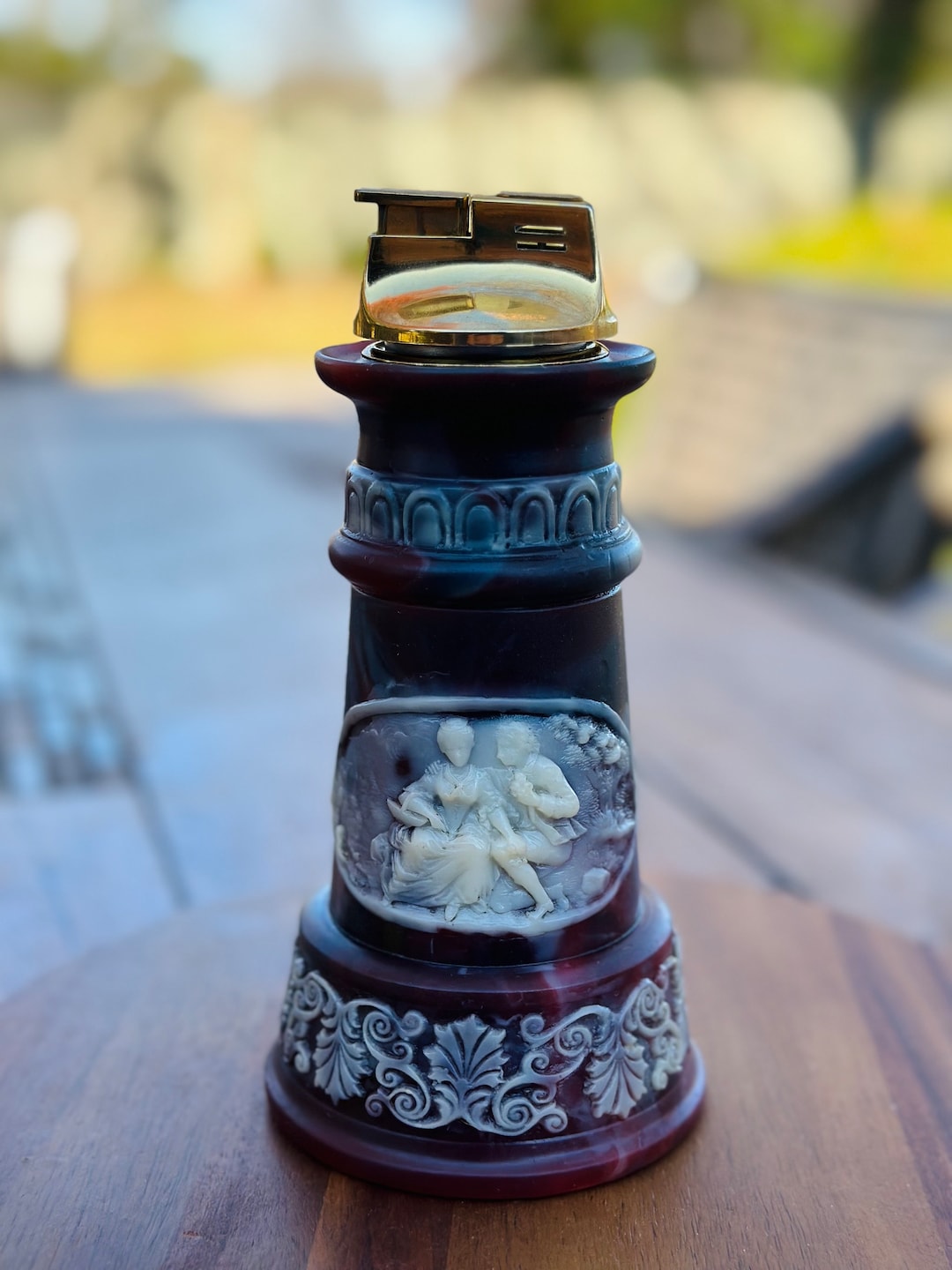 Vintage Incolay Purple Stone Lighter Victorian Couple - Etsy