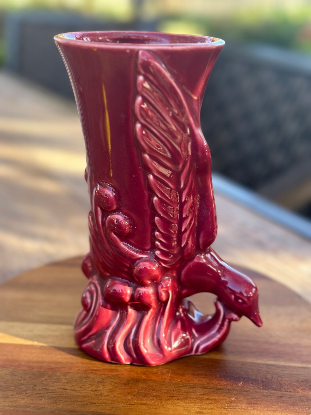 Vintage Morton Pottery Red Swooping Bird Flower Vase American Pottery ...