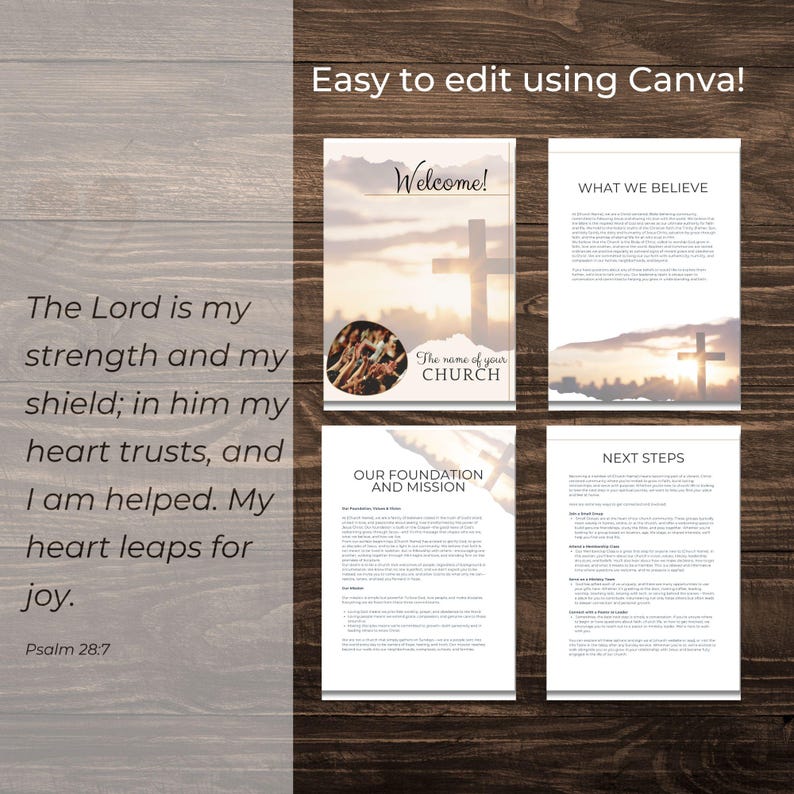 Church Welcome Packet Template: New Member Brochure, Canva Editable (A4 ...