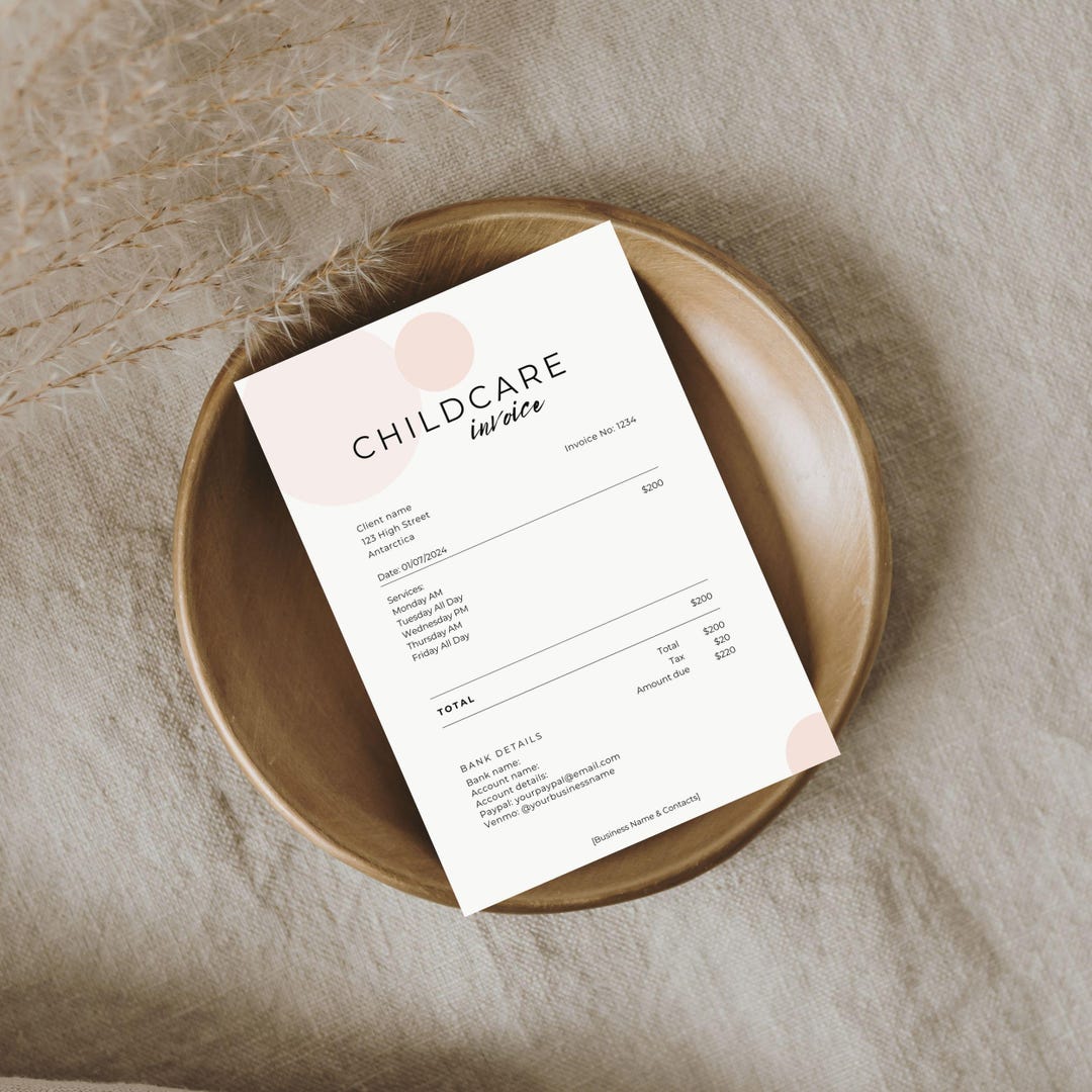 Childcare Invoice Template, Daycare Invoice, Bill Template, Canva ...