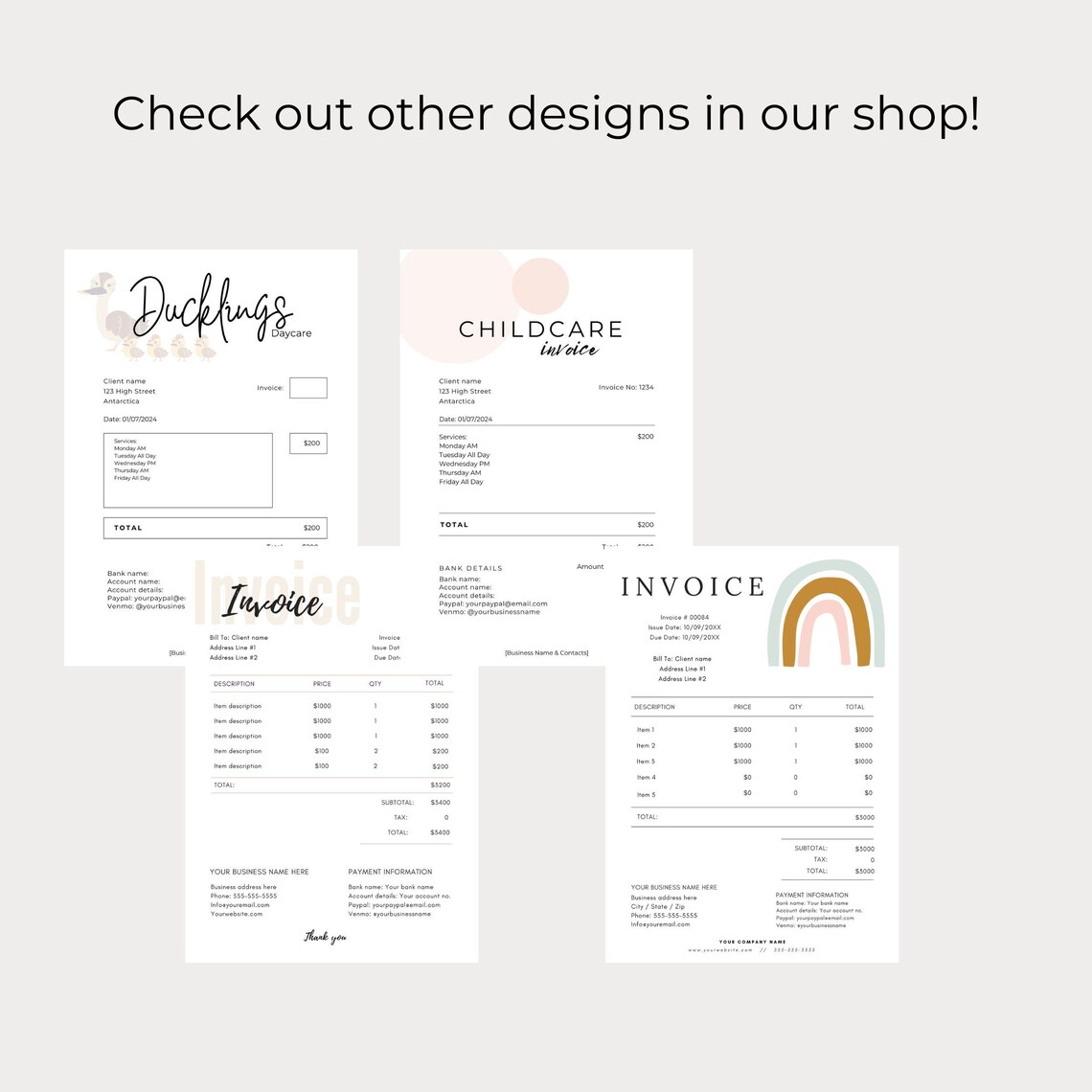 Childcare Invoice Template, Daycare Invoice, Bill Template, Canva ...