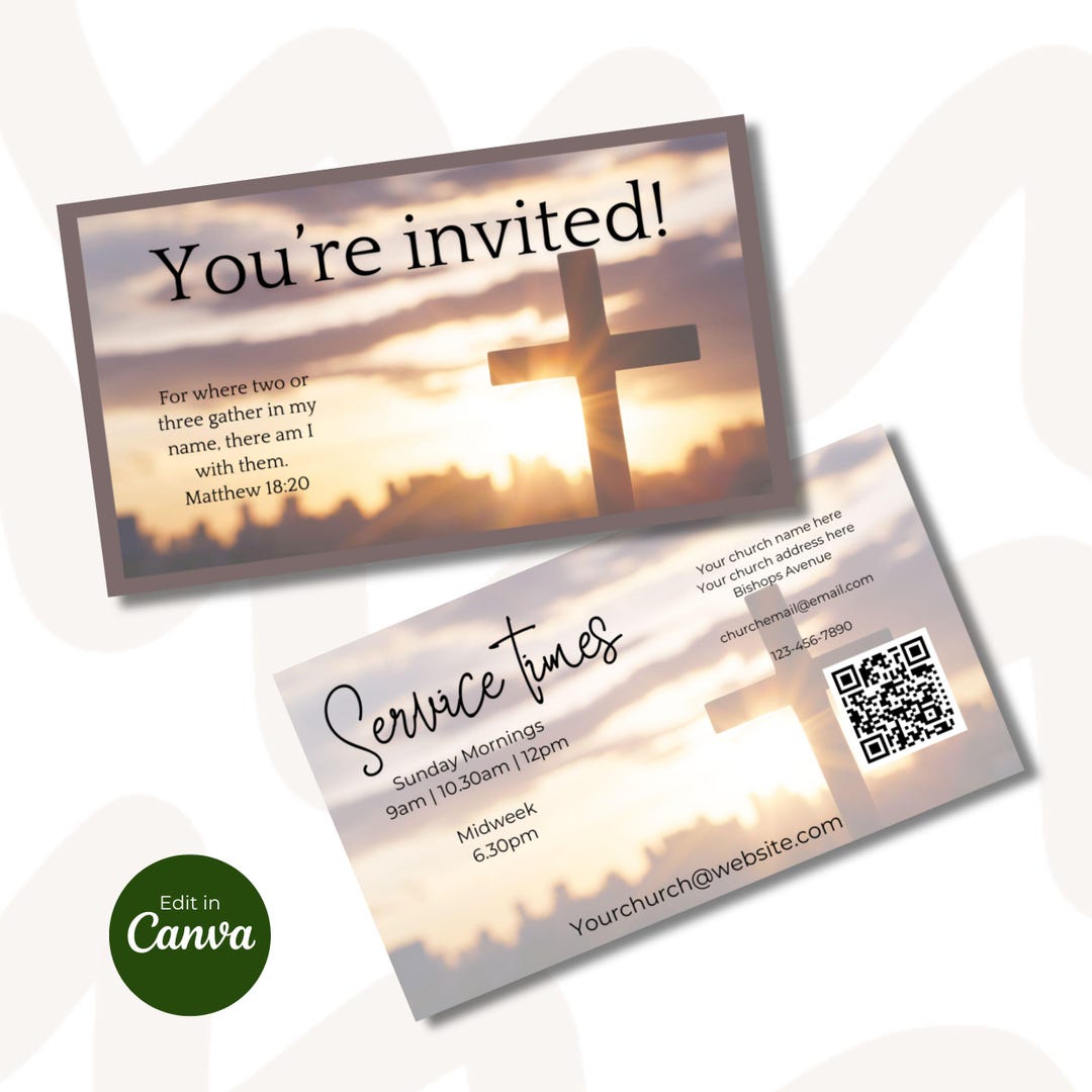 Church Invitation Business Card, You're Invited to Our Church Card ...