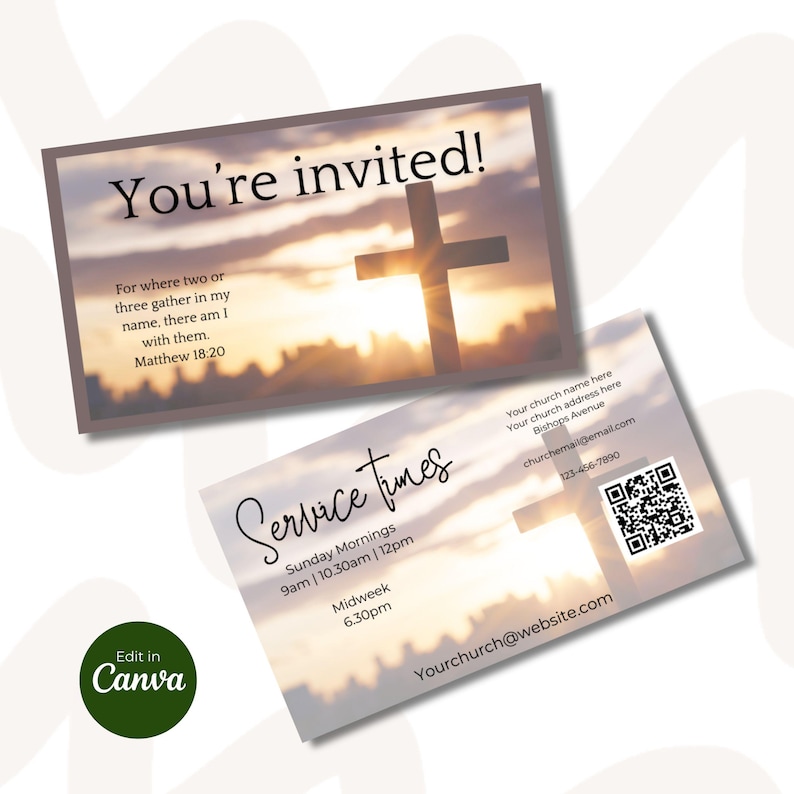 Church Invitation Business Card, You're Invited to Our Church Card ...