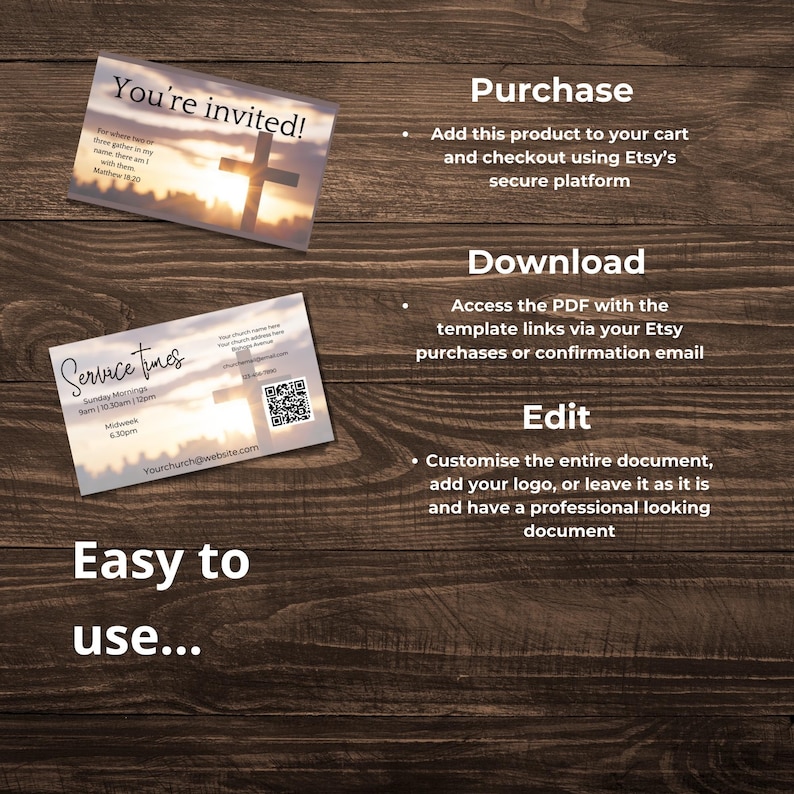 Editable Church Invitation Template: Canva Ministry Welcome Card ...