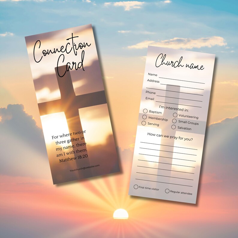 Church Connection Card, Church Contact Card, Church Visitor Card ...