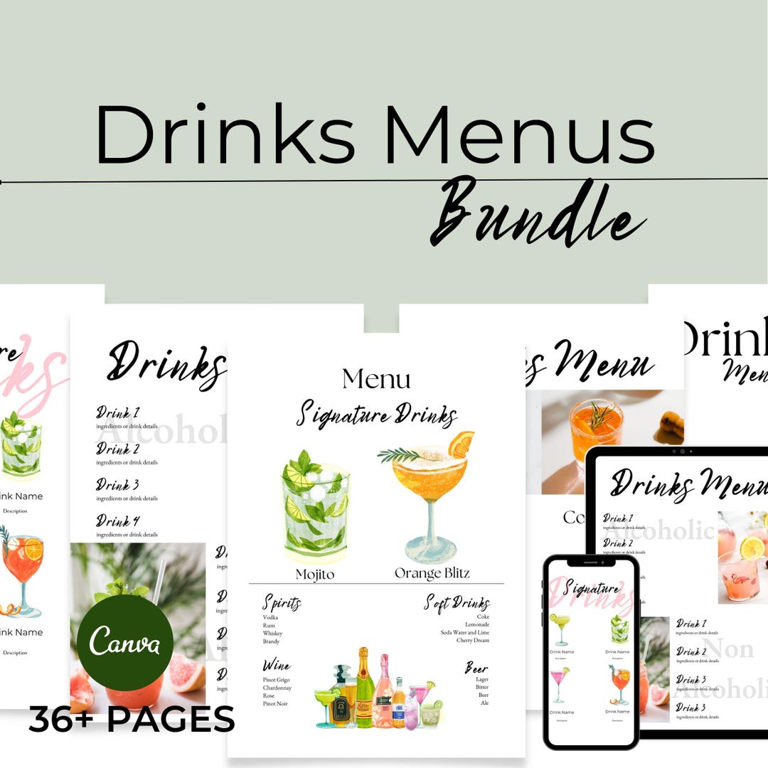 Drinks Menus, Wedding Menus, Event Menus, Mobile Bar Menus, Bar Menu ...