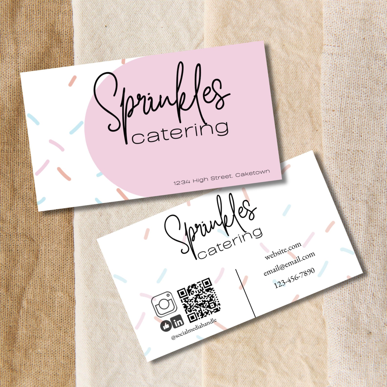 Catering Business Card Template: QR Code, Editable DIY Design (canva ...