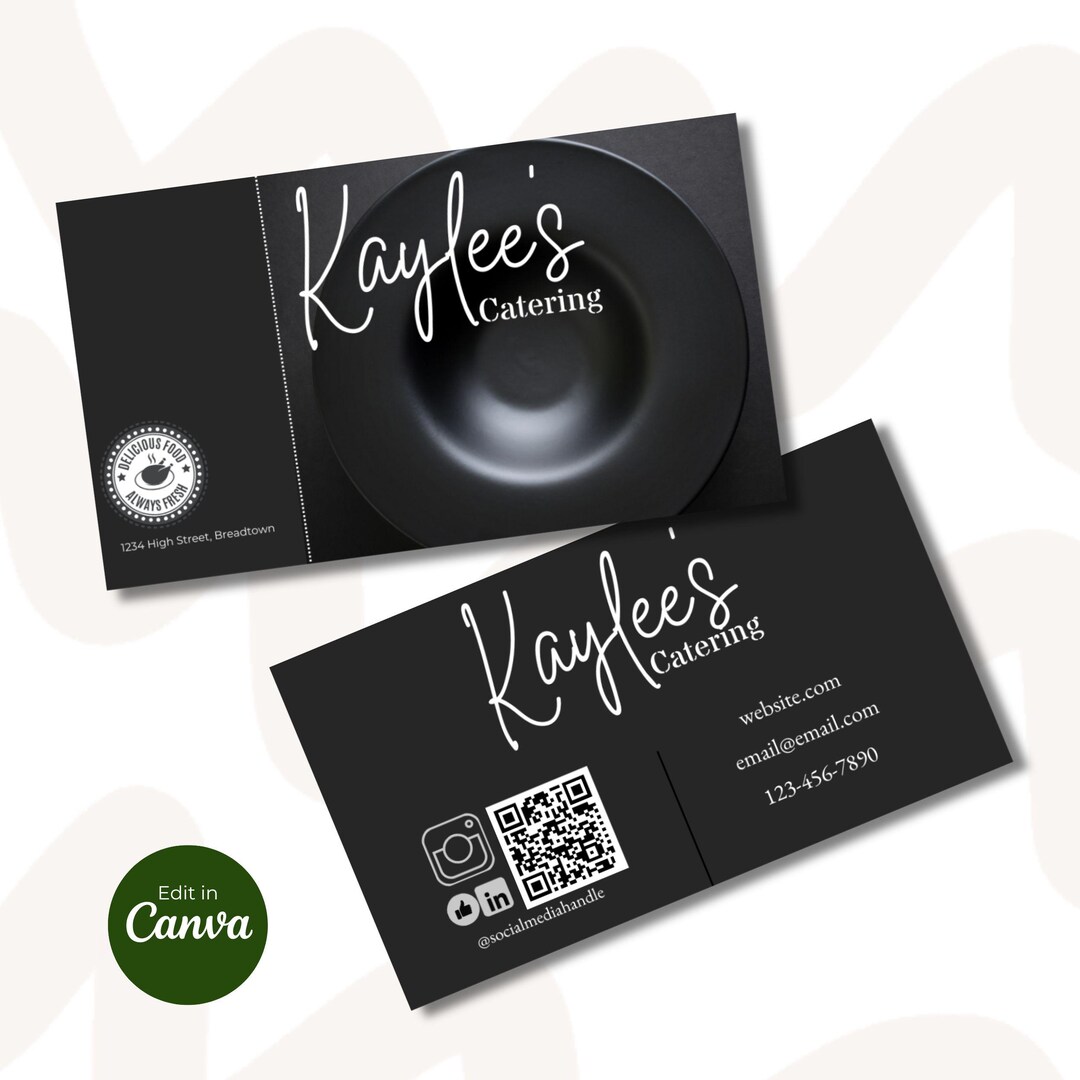 Catering Business Card Template QR Code, Corporate Business Card ...
