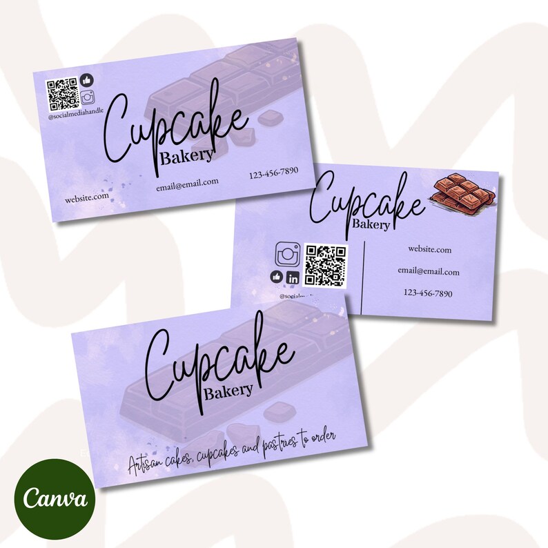 Bakery Chocolate Business Card Template QR Code, Corporate Business ...