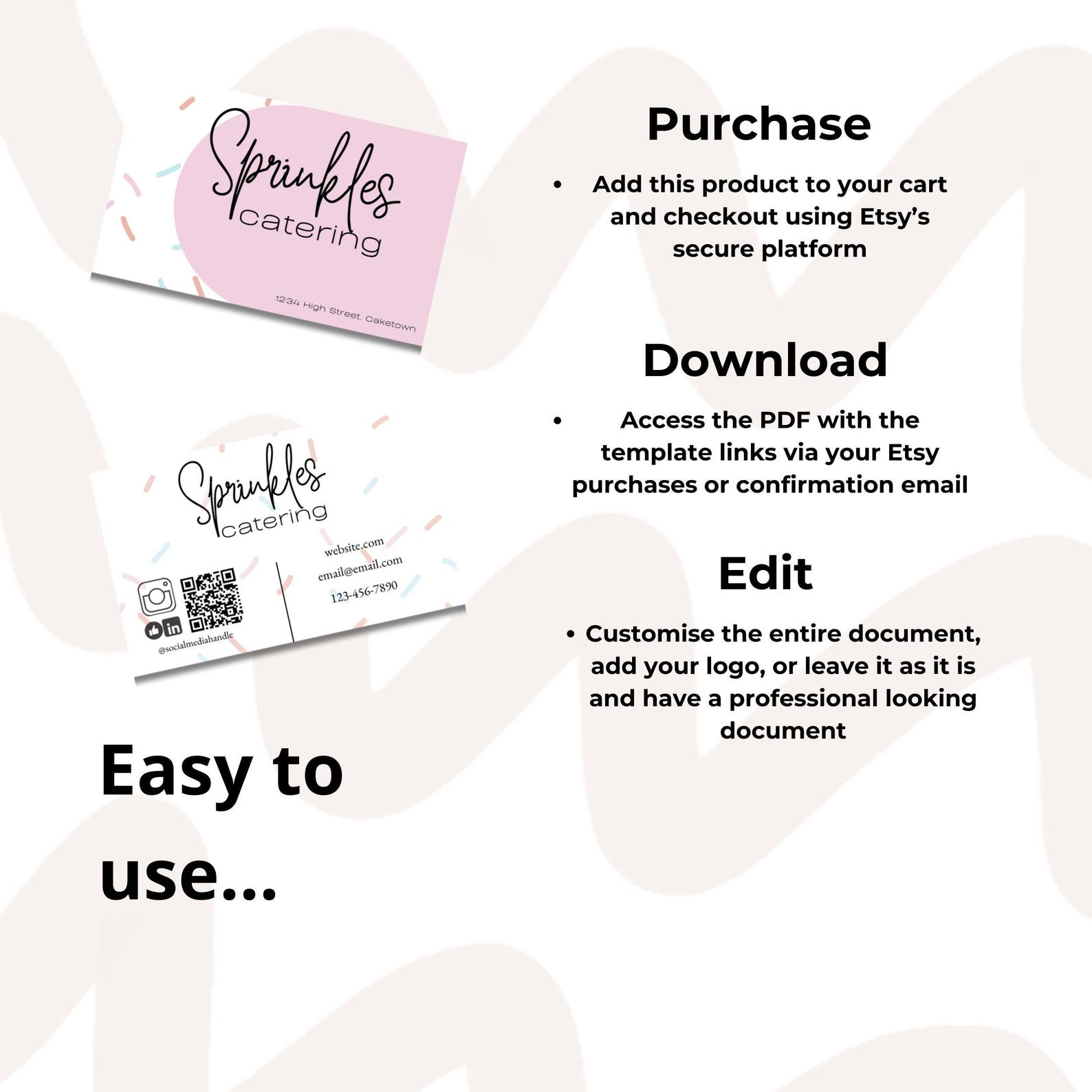 Catering Business Card Template: QR Code, Editable DIY Design (canva ...