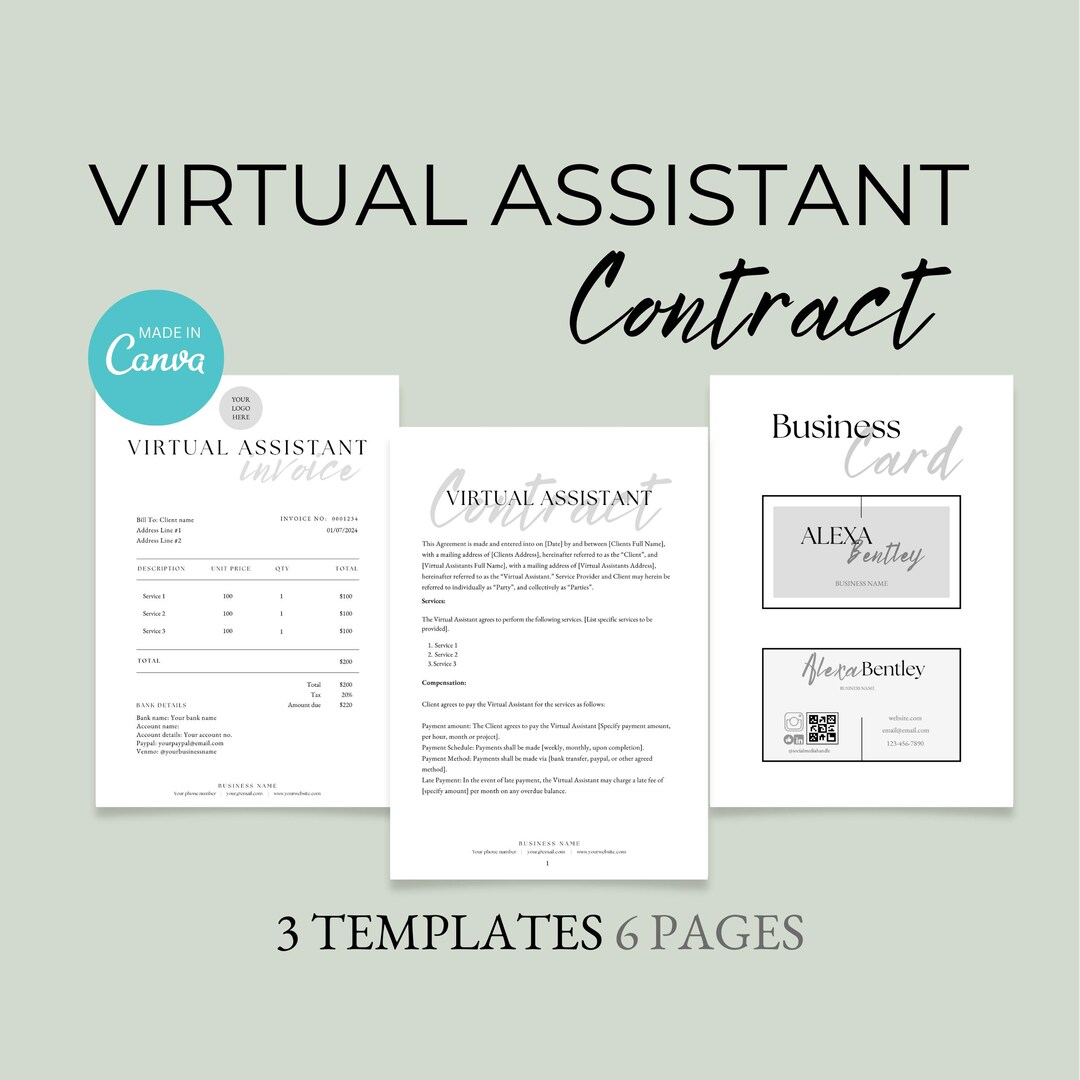 Virtual Assistant Contract Template: Editable Services Agreement ...