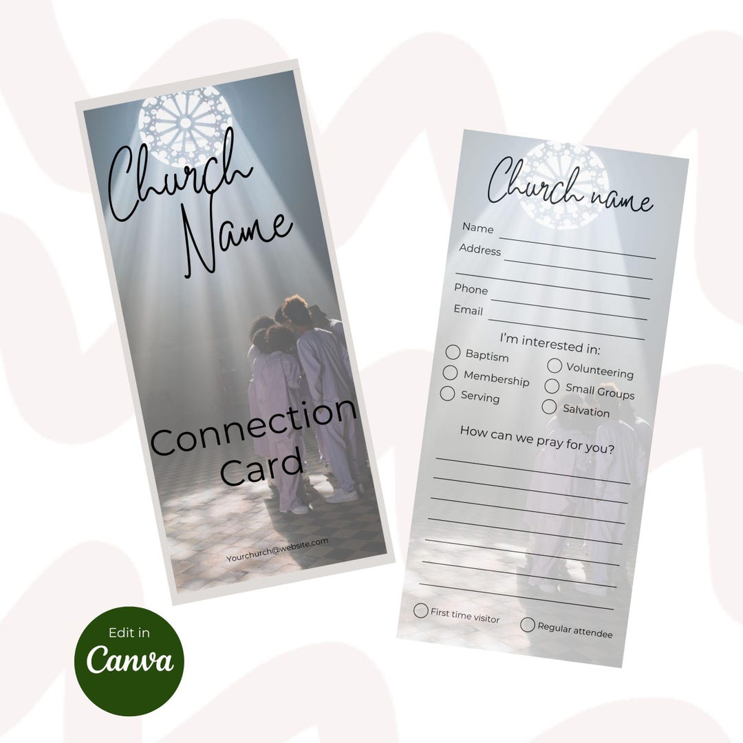 Church Connection Card, Church Contact Card, Church Visitor Card ...