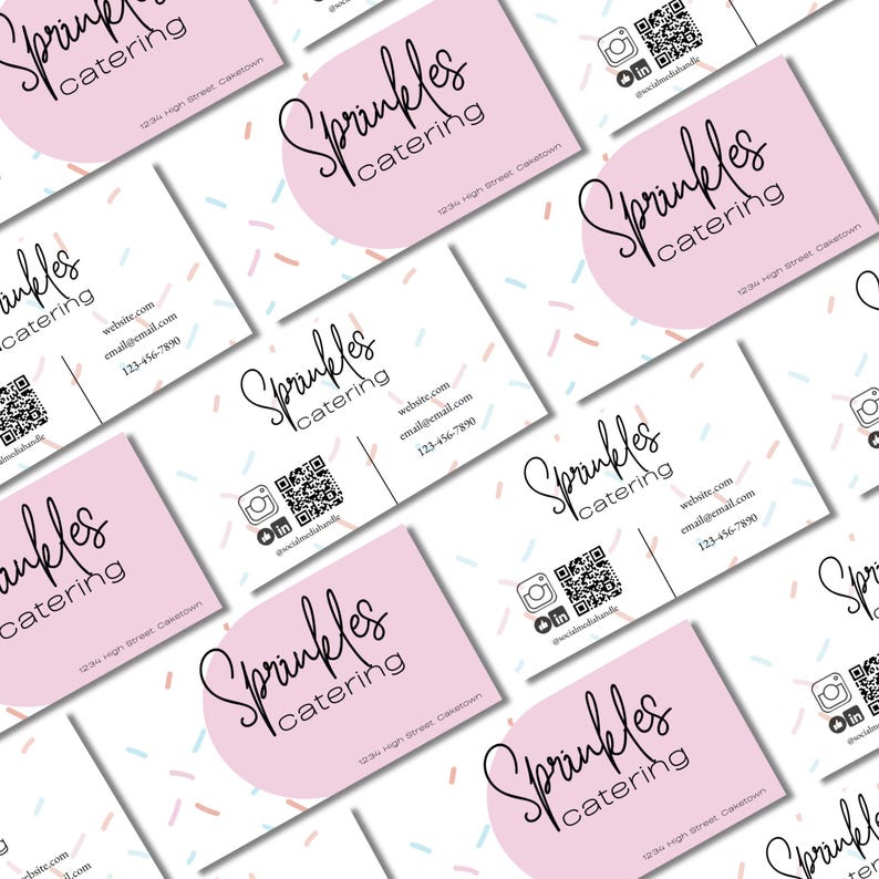 Catering Business Card Template: QR Code, Editable DIY Design (canva ...