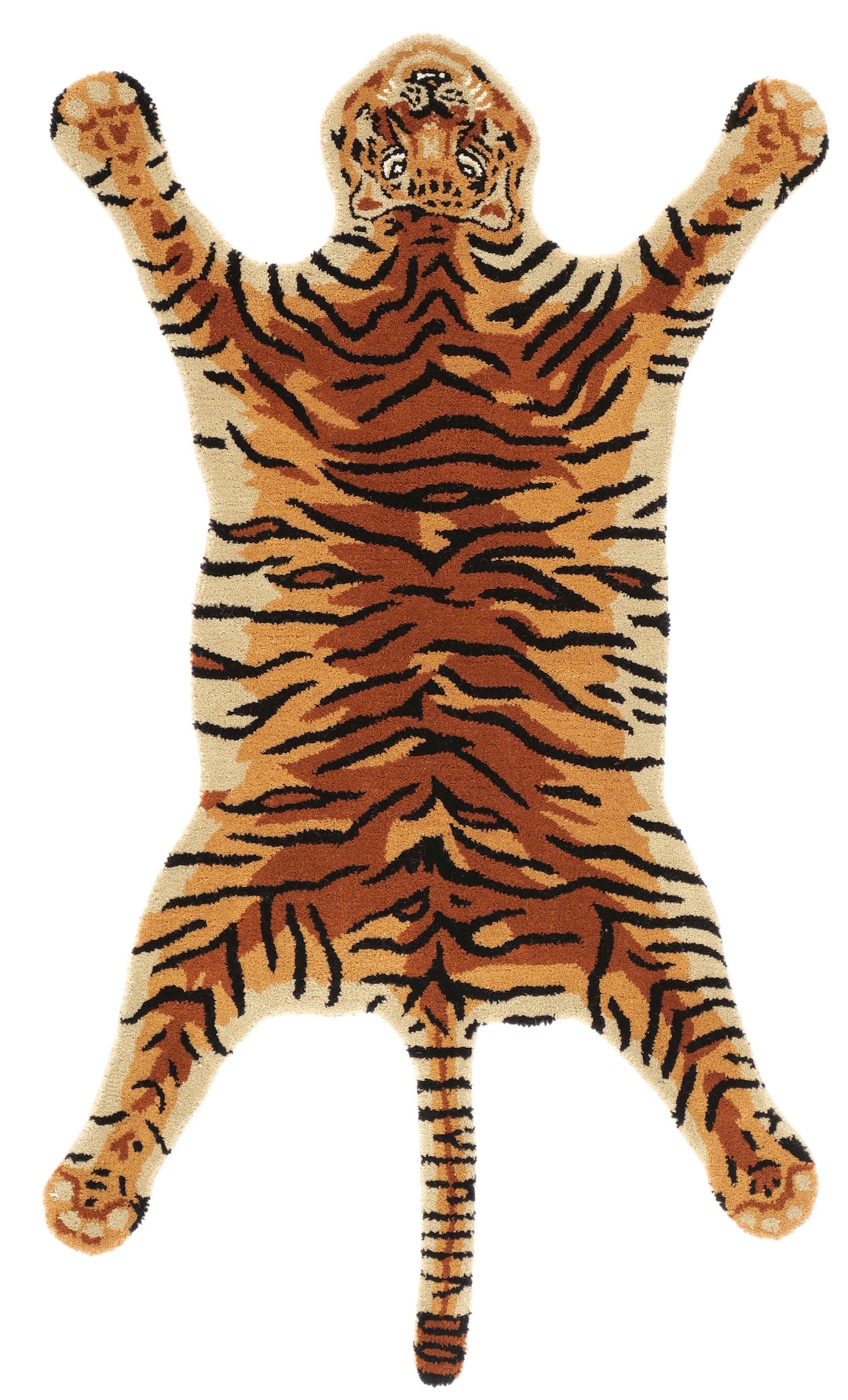 Indian Hand Tufted Wool Tiger Skin Rug 3'x5' - Etsy