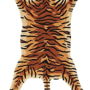 Indian Hand Tufted Wool Tiger Skin Rug 3'x5' - Etsy
