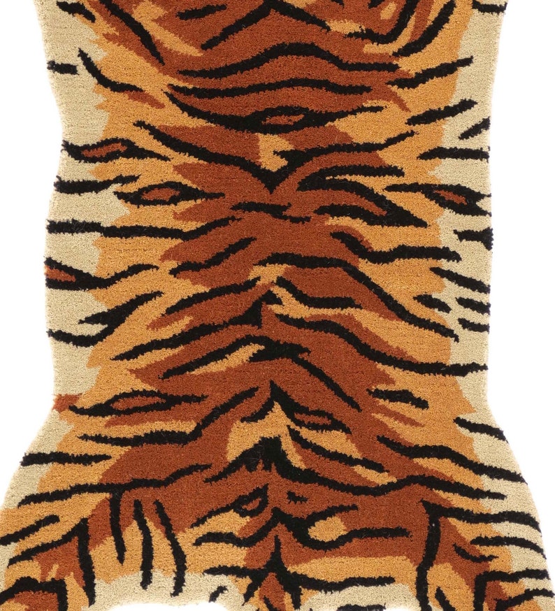 Indian Hand Tufted Wool Tiger Skin Rug 3'x5' - Etsy