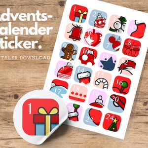 24 Advent Calendar Stickers, to Print Out Yourself - Etsy