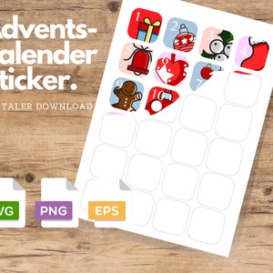 24 Advent Calendar Stickers, to Print Out Yourself - Etsy