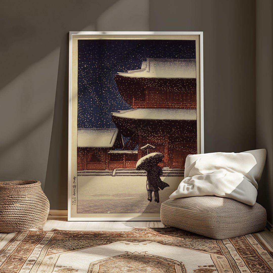 Japanese Snow Art Print - Winter Snow Wall Art - Traditional Japanese ...