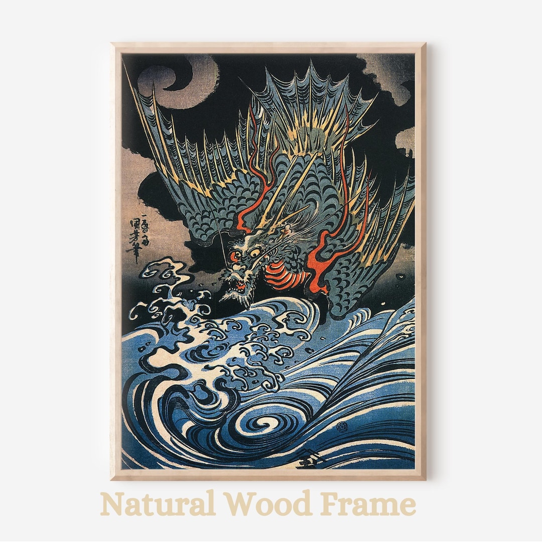 Japanese Dragon Print Ukiyo-e Style , Traditional Japanese Wall Art ...